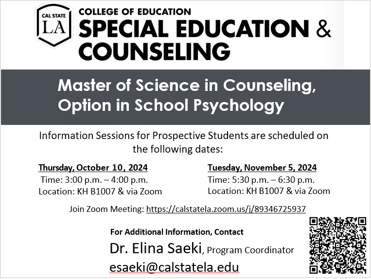 Master of Science in Counseling: Option in School Psychology | Cal State LA